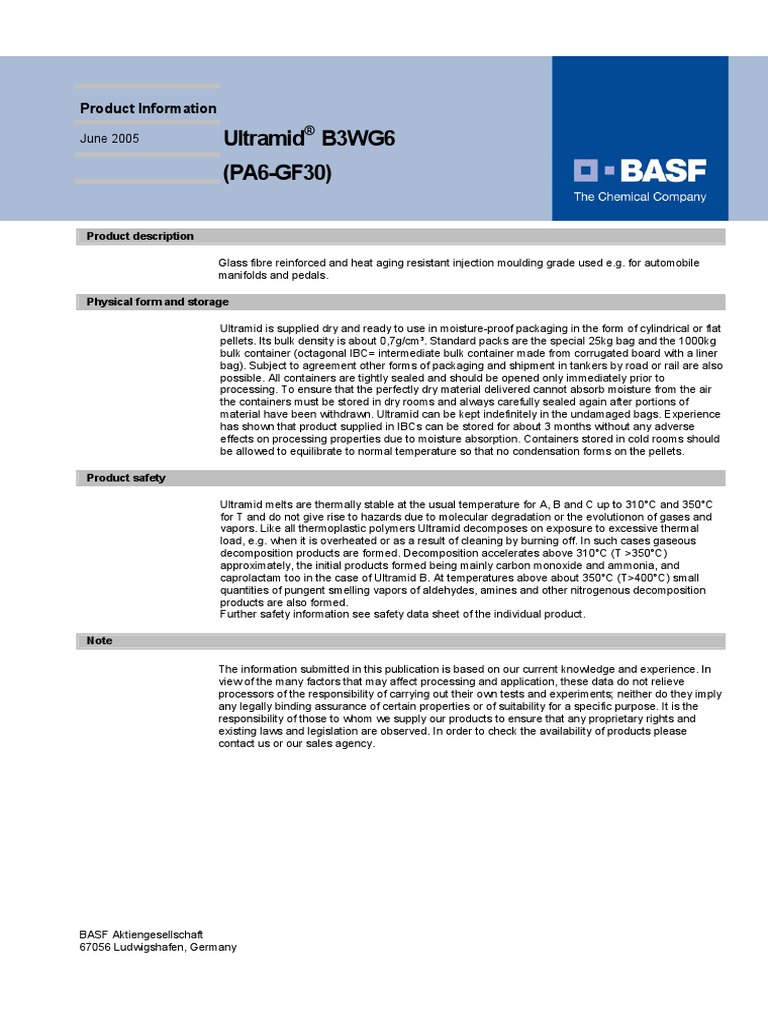 Pa6 GF30 - Basf Ultramid B3WG6 | PDF | Strength Of Materials ...