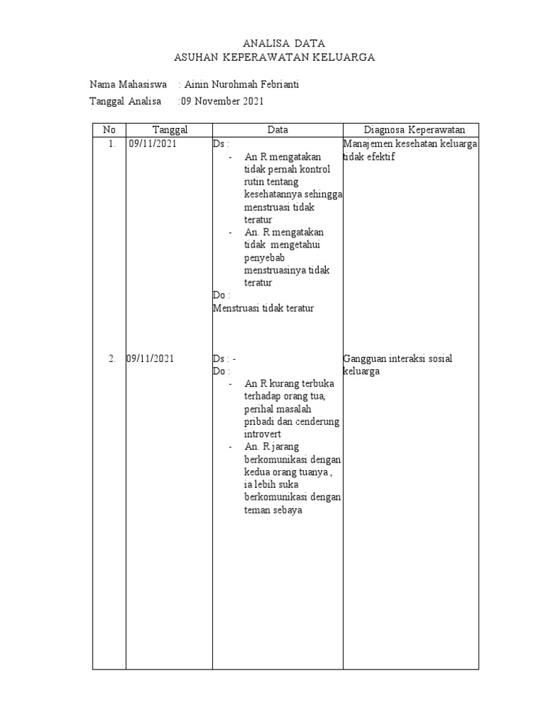 Format Asuhan Keperawatan Keluarga | PDF