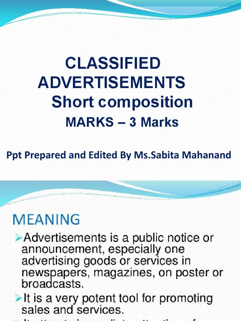 Guide to Writing Classified Ads | PDF | Classified Advertising ...