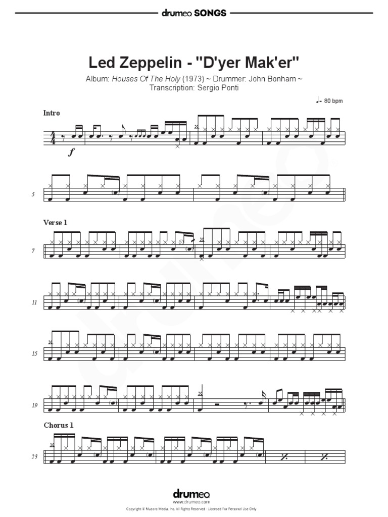 Led-Zeppelin-D - Yer-Mak - Er Drums | PDF | jimmy Page | Led Zeppelin