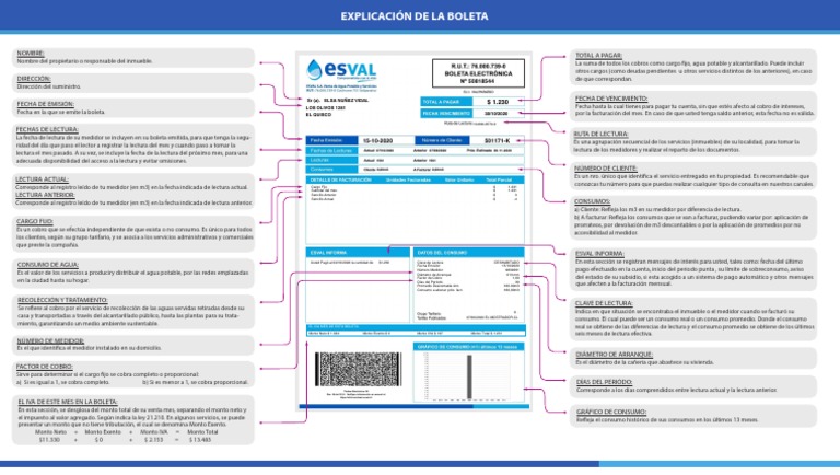 Explicación Boleta Esval | PDF | Impuesto al valor agregado | Economias