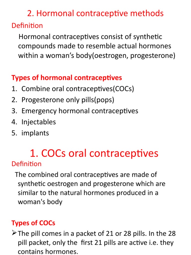 Hormonal Contraceptive Methods | PDF | Combined Oral Contraceptive Pill ...