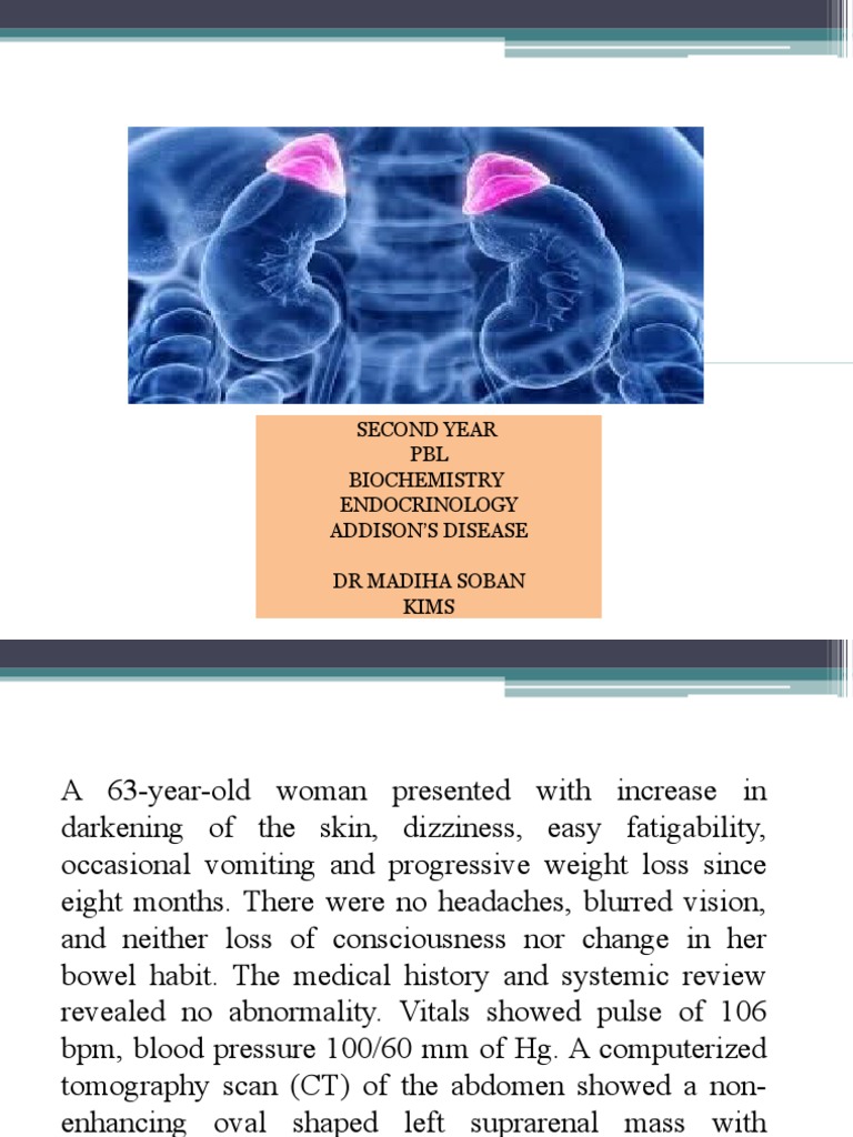 Second Year Pbl Biochemistry Endocrinology Addison S Disease Dr Madiha