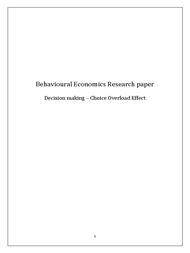 Behavioural Economics Research Paper | Download Free PDF | Choice ...