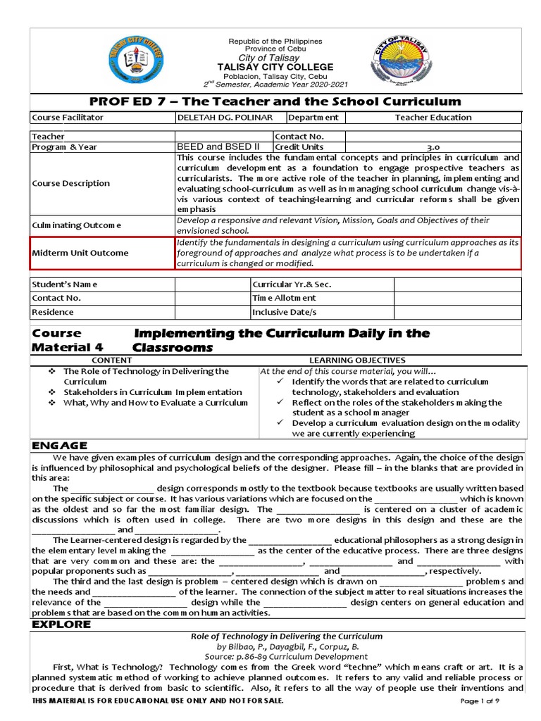 Role of Technology in Delivering School Curriculum | PDF | Curriculum ...