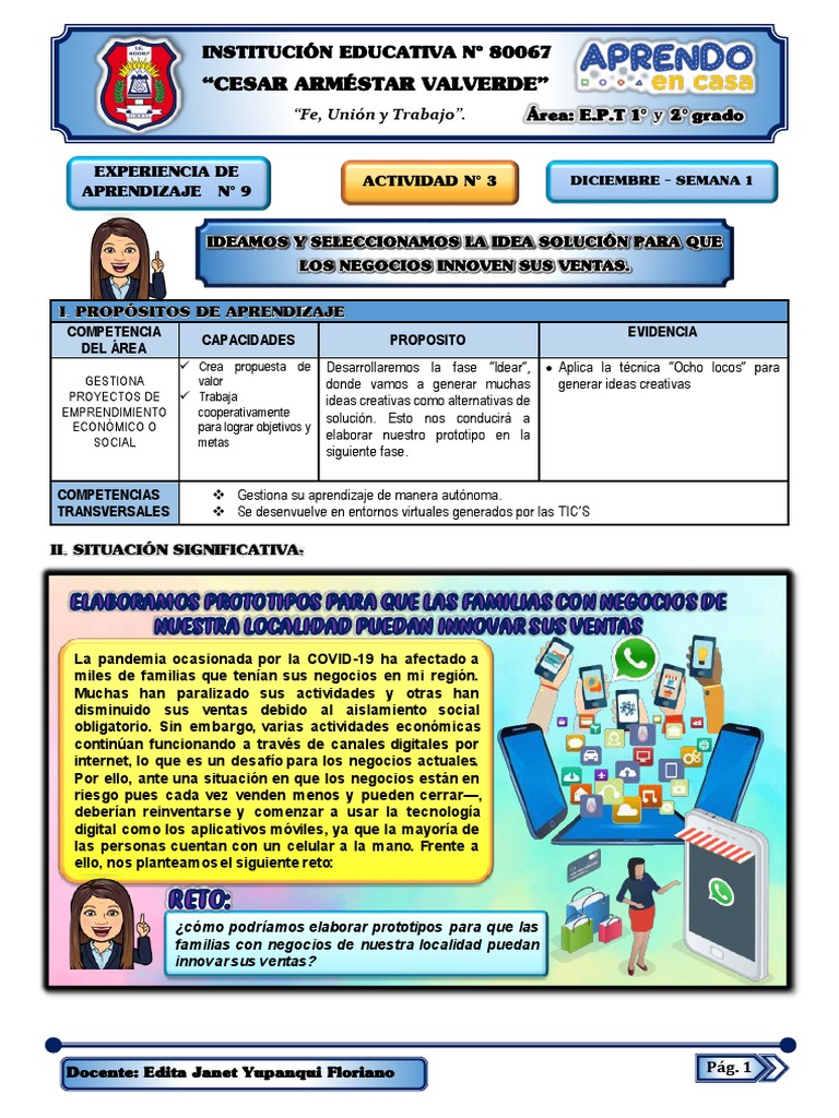 EXP N°9-FICHA 3 - EPT 2do (1° SEM DICIEMBRE) | PDF | Aprendizaje ...