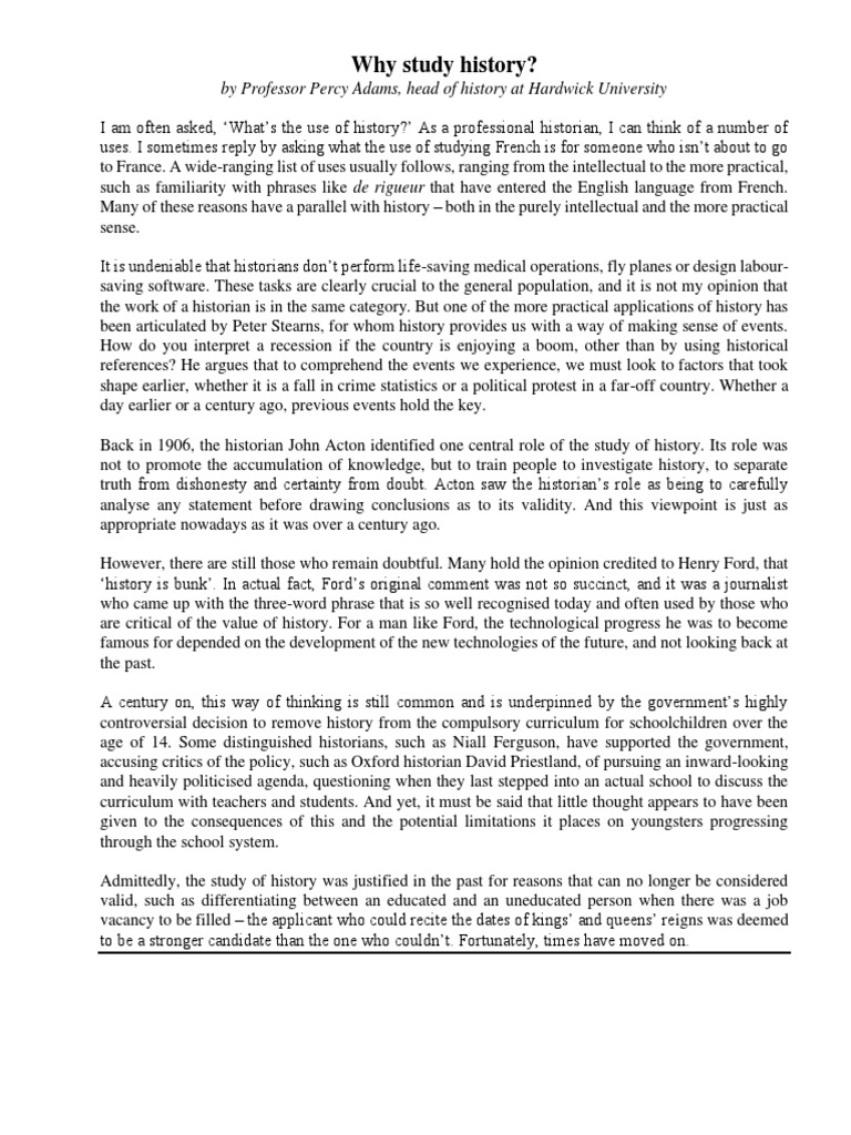 Why Study History-Reading | PDF | Reason | Cognition