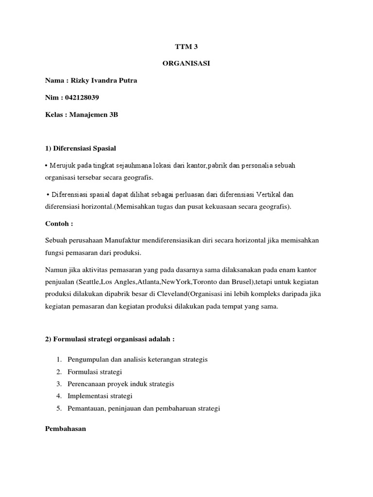 Ttm3 Organisasi - Rizky Ivandra Putra | PDF | Bisnis | Pengembangan Diri