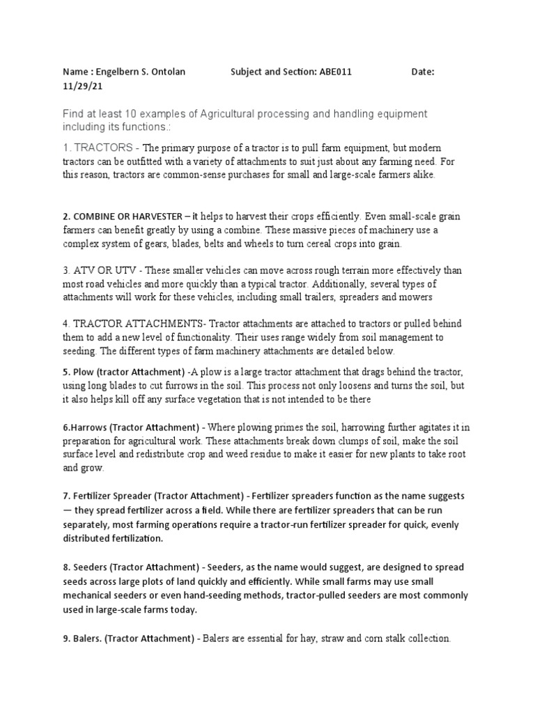 Agricultural Processing and Handling Equipment | Download Free PDF ...