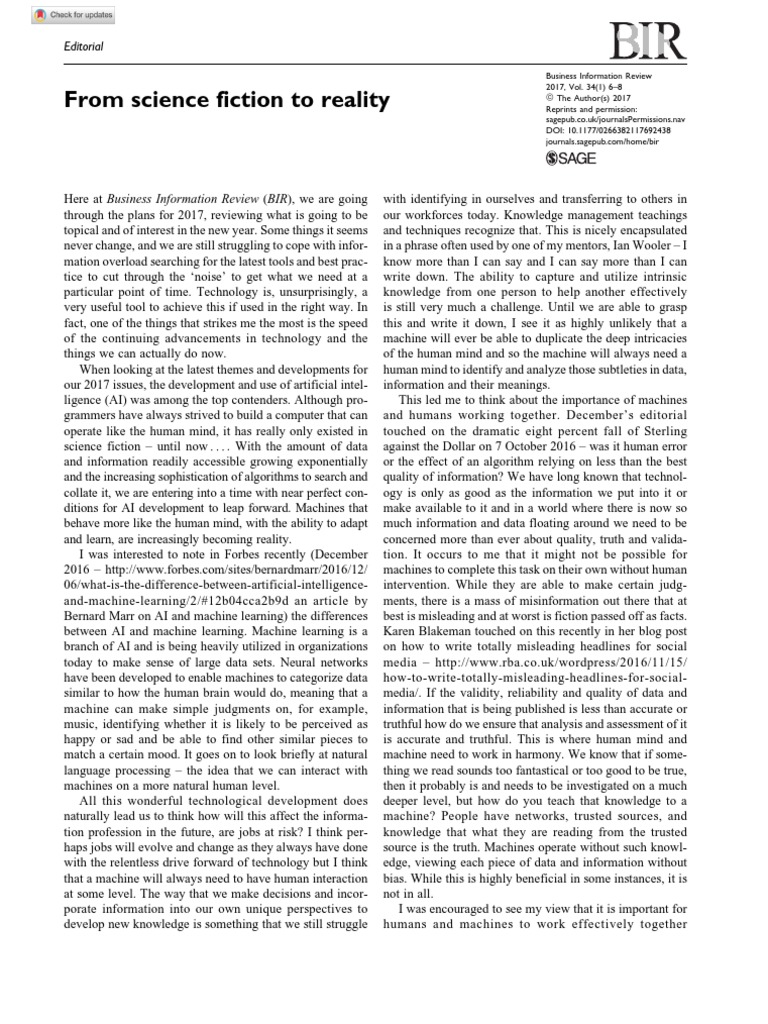 From Science Fiction To Reality | PDF | Artificial Intelligence ...