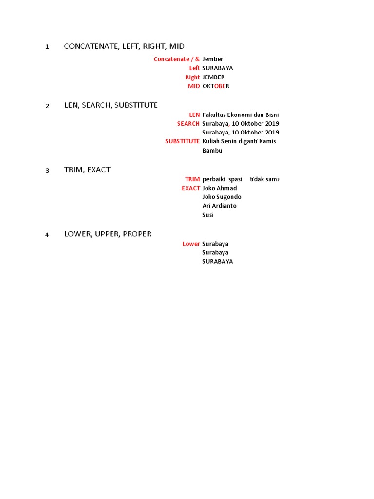 Fungsi Excel: CONCATENATE & TRIM | PDF
