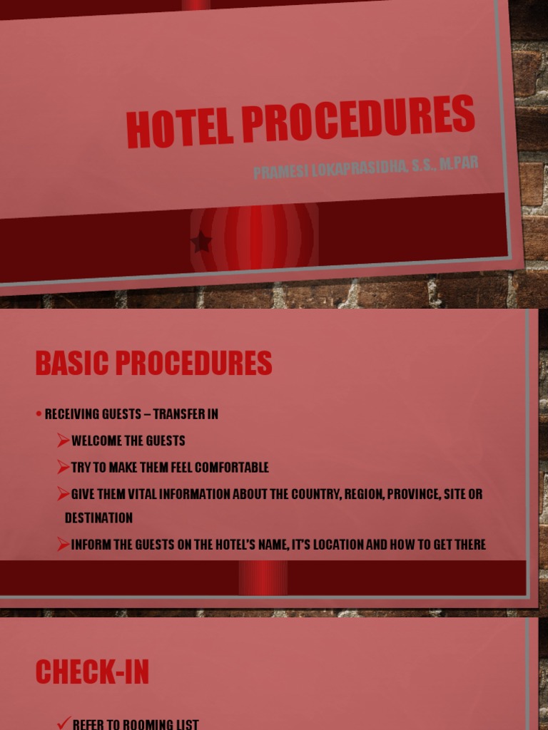 Hotel Procedures | PDF