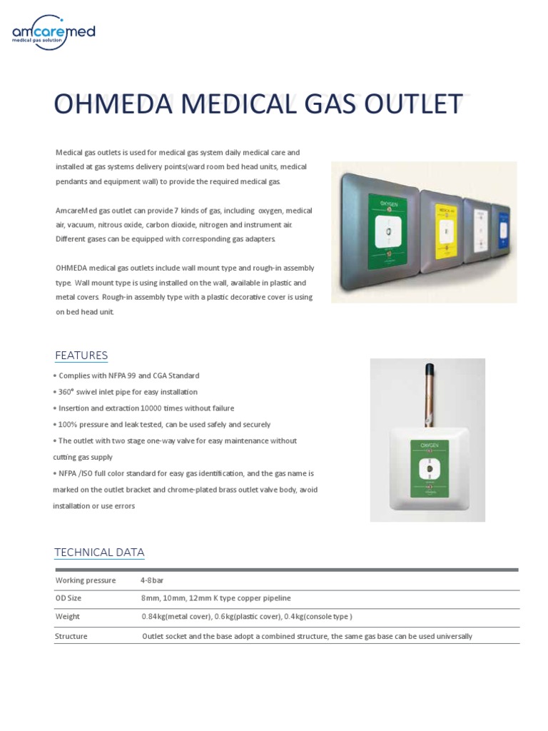 OHMEDA Gas Outlet AmcareMed 1 | PDF | Oxide | Gases