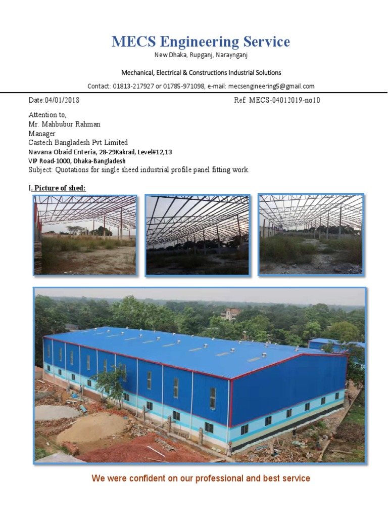 Quotations For Single Shed Work | PDF | Civil Engineering | Building ...