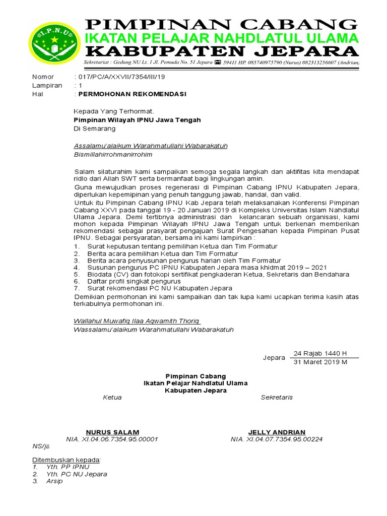 PENGAJUAN SP IPNU Jepara | PDF