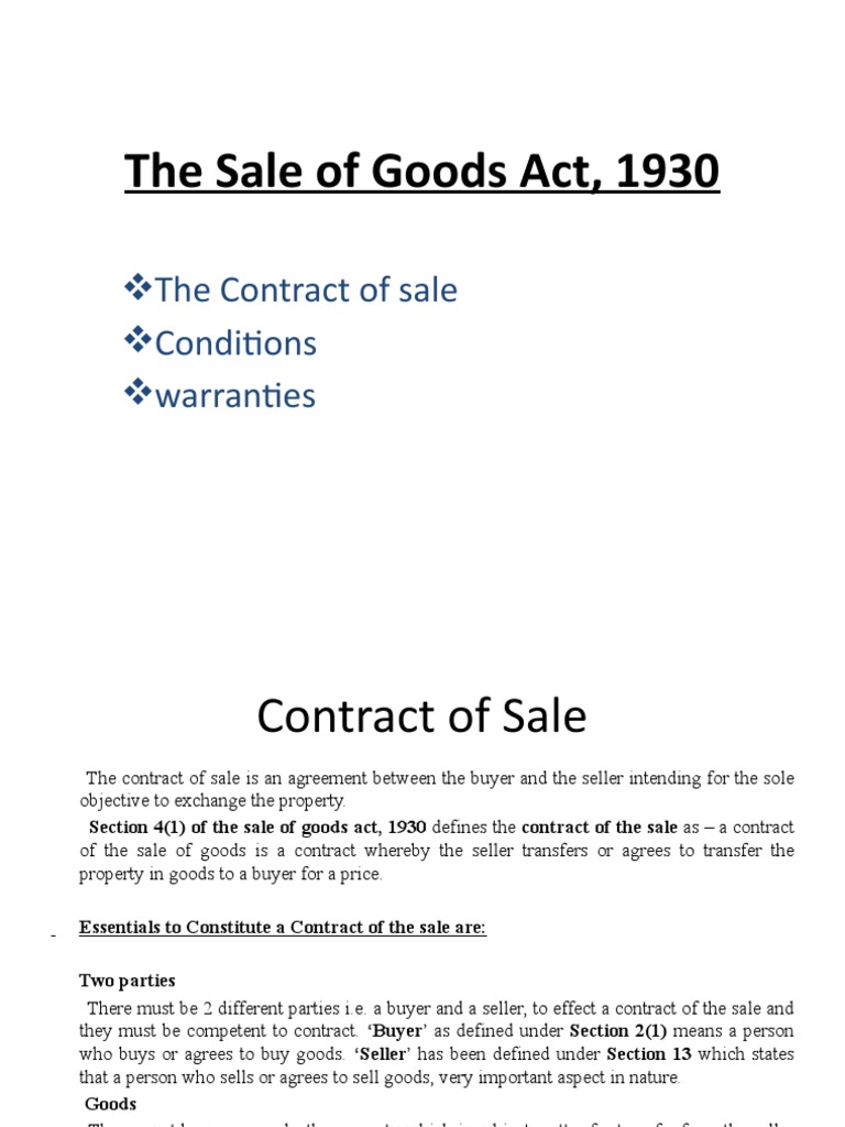 The Sale of Goods Act, 1930 Law Mentor PPT Task by Mohd Arham ... The Sale of Goods Act, 1930 Law Mentor PPT Task by Mohd Arham ...