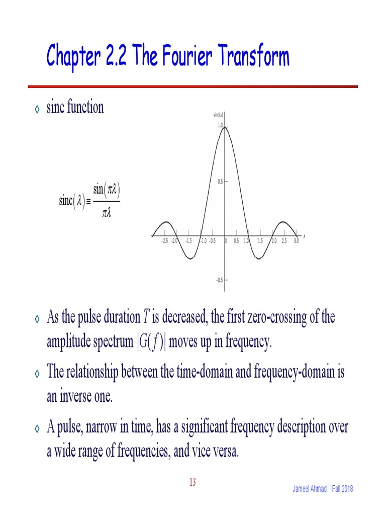 Chapter 2.2 The Fourier Transform Chapter 2.2 The Fourier Transform ...
