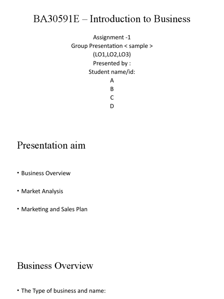 Group Presentation SAMPLE - BA30591E - ITB - A1 | PDF