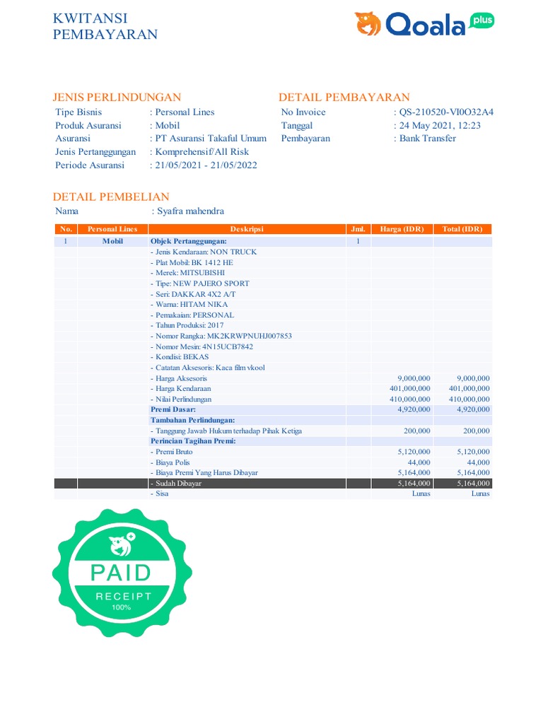 Receipt - QS 210520 VI0O32A4 | PDF