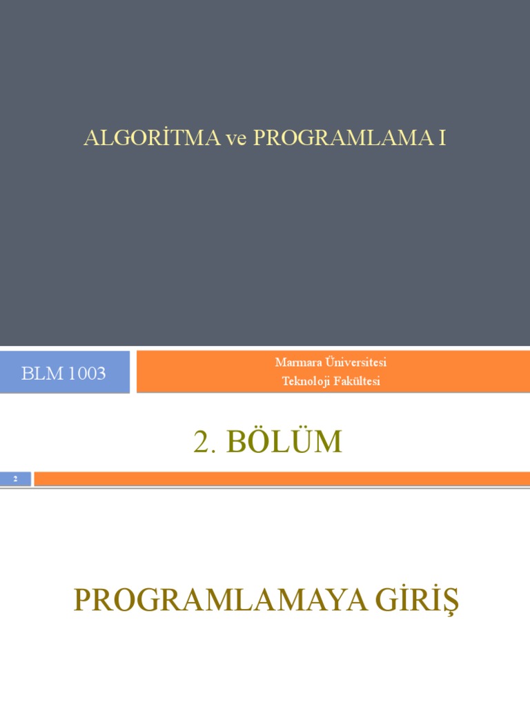 Bolum - BLM 1003 - Algoritma Ve Programlamaya Giris | PDF