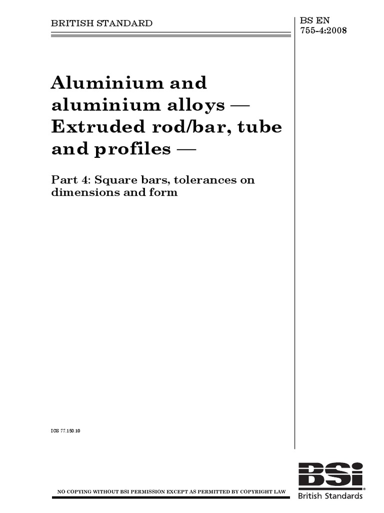 BS en 755-4-2008 | PDF | Engineering Tolerance