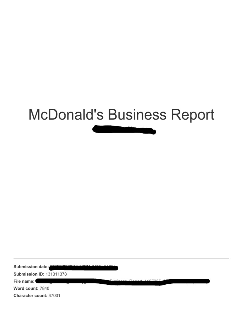 McDonalds Report Sample | PDF | Grammar | Understanding