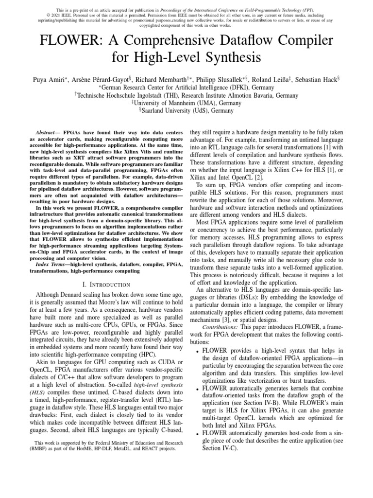 Amiri 2021 Flower | PDF | Field Programmable Gate Array | Parallel Computing