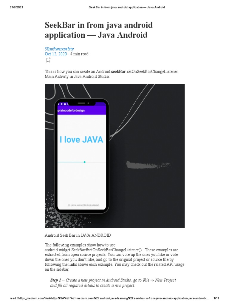 Seekbar In From Java Android Application Java Android Pdf Android Operating System