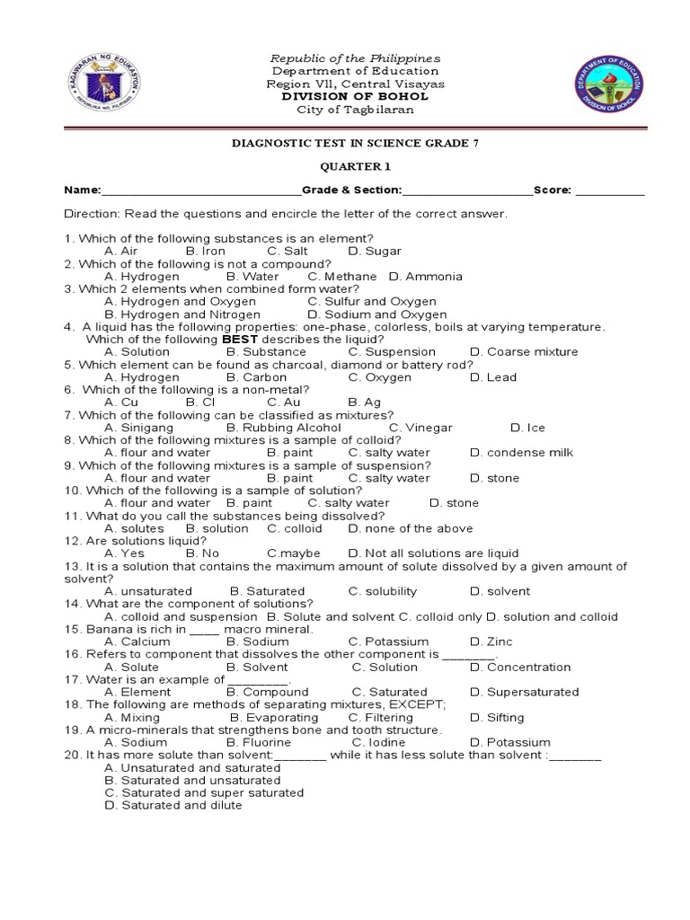 Division of Bohol: Republic of The Philippines | PDF | Solution | Solubility