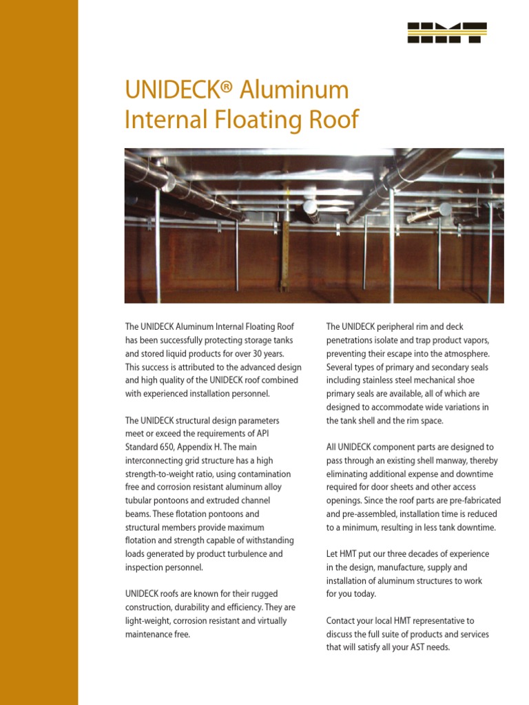 Unideck Aluminum Internal Floating Roof | PDF | Roof | Stainless Steel