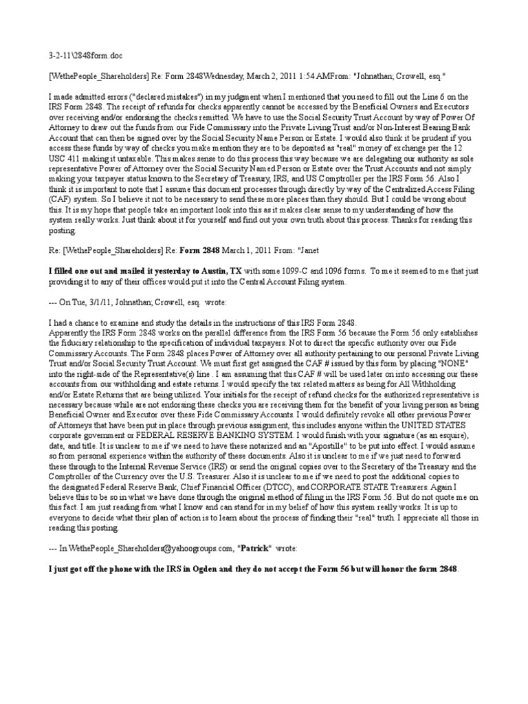 IRS Form 2848 Instructions Overview | PDF | Internal Revenue Service ...