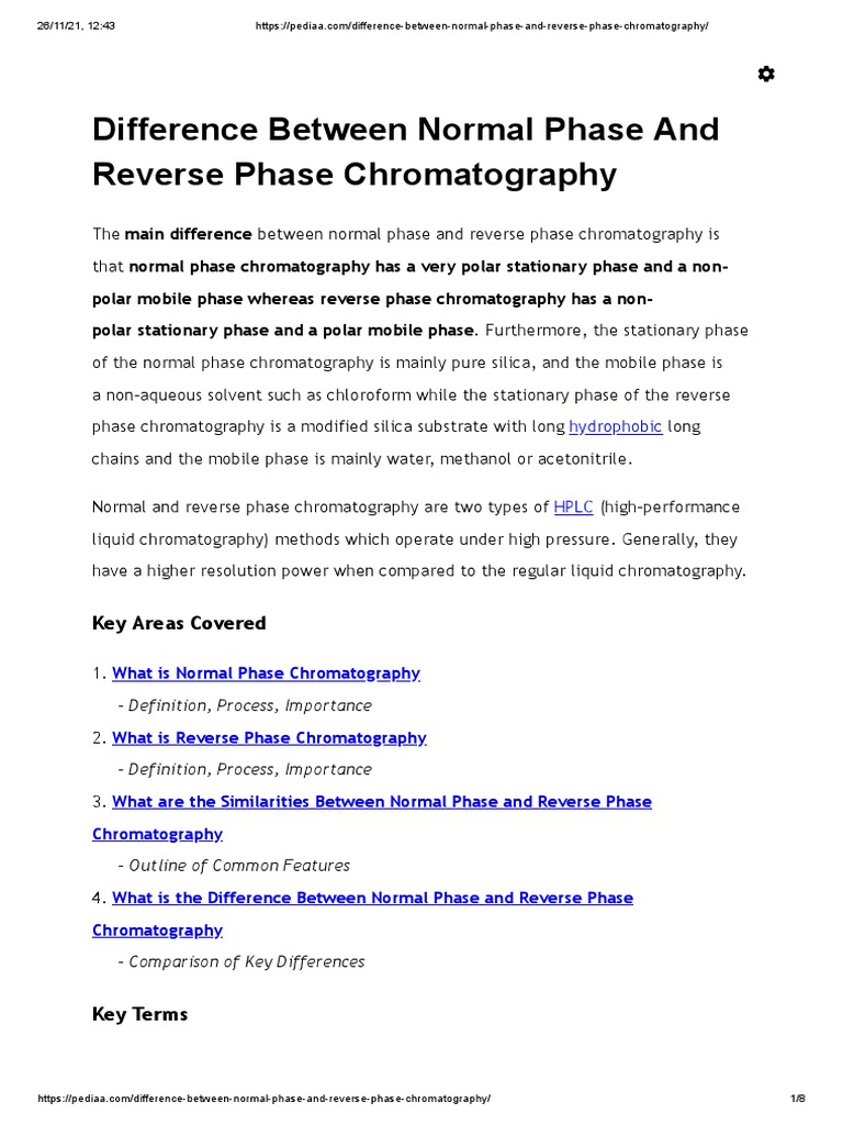 Chromatography: Normal vs. Reverse | PDF | High Performance Liquid ...