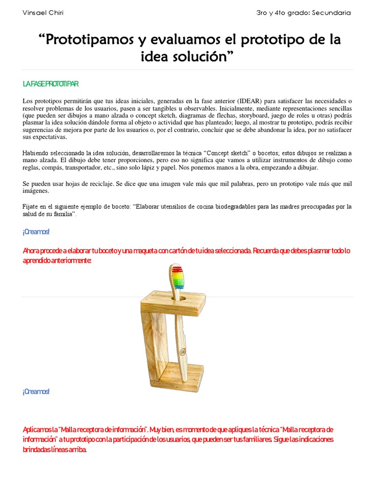 Actividad 4 Prototipamos Y Evaluamos El Prototipo De La Idea