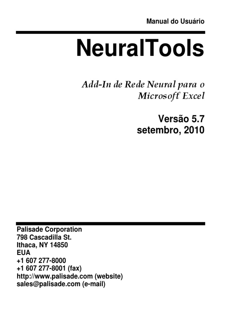 NeuralTools5 PT | PDF | Microsoft Excel | Rede neural artificial