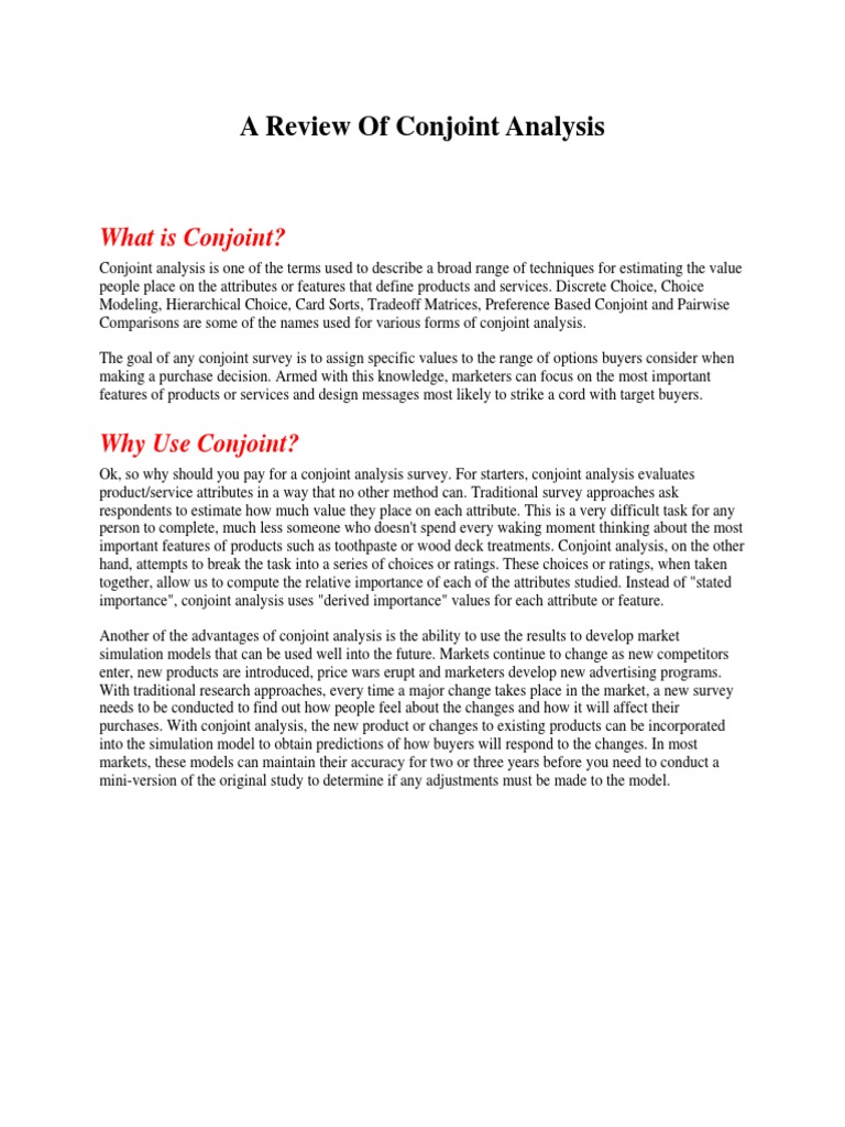 A Review of Conjoint Analysis | PDF | Utility | Brand