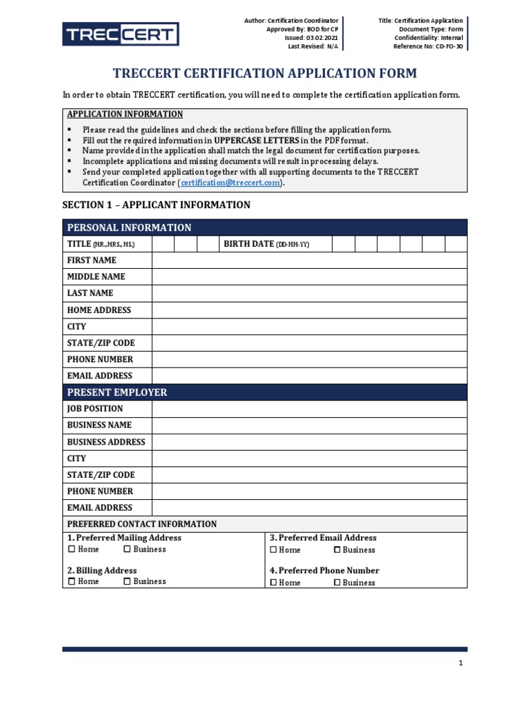 CD FO 30 Certification Application Form V1.0 (ISO IEC 27001 Schemes ...