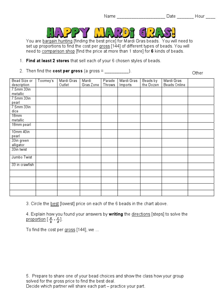 Mardi Gras Beads Chart Adptd | PDF | Cooking, Food & Wine | Home & Garden