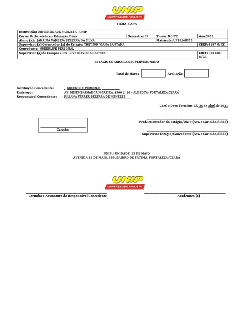 5 Ficha Capa Unip - 2020.1 | PDF