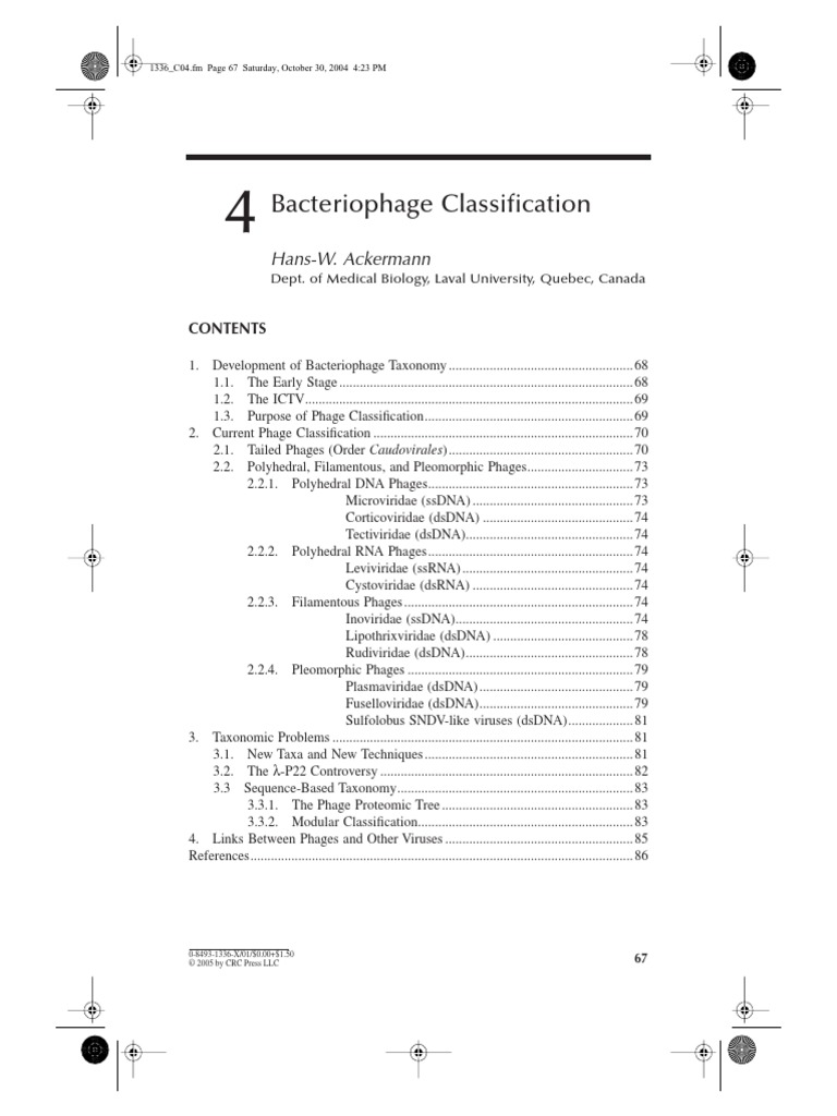 Bacteriophage Classification: Hans-W. Ackermann | PDF | Bacteriophage ...