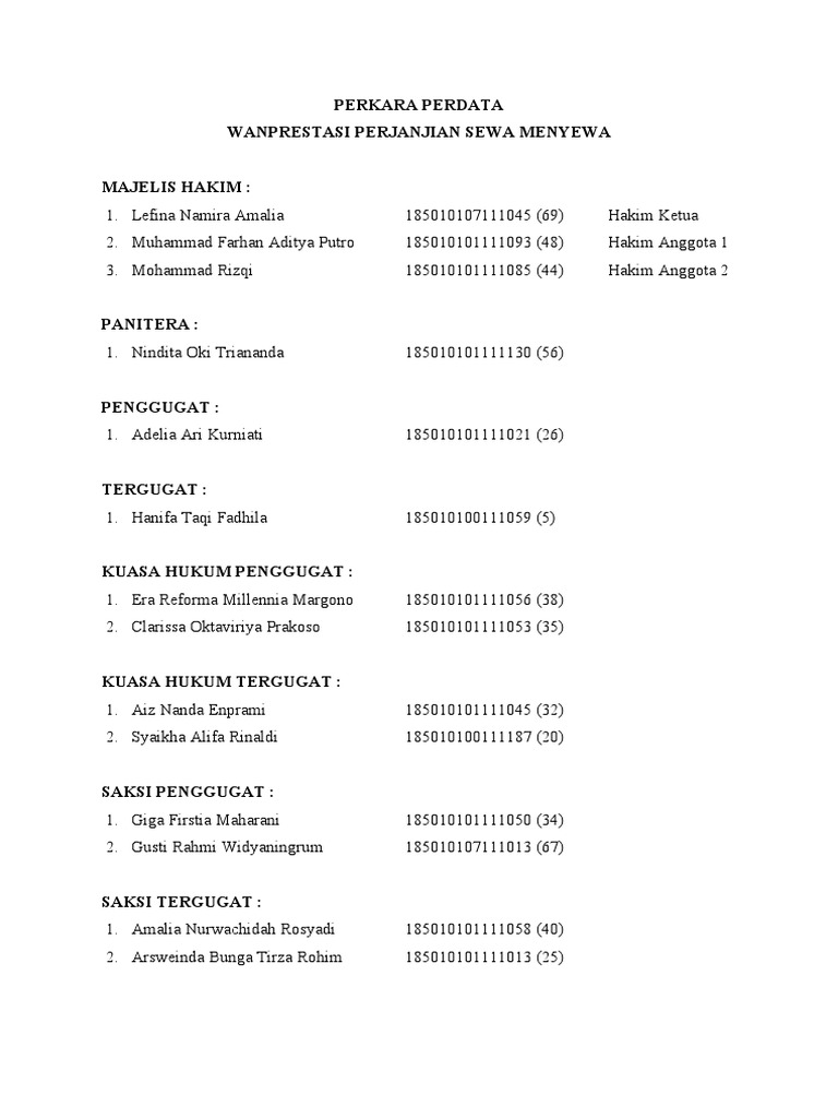 Naskah Sidang Acara Perdata | PDF