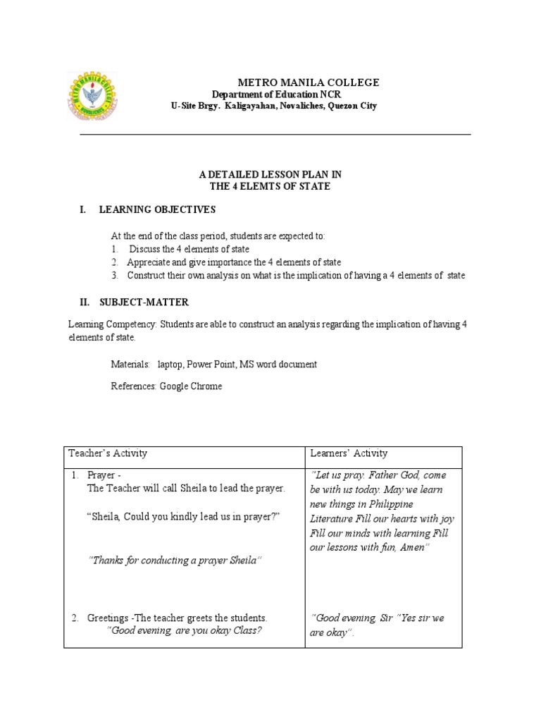Four Elements of the State: A Detailed Lesson on People, Government ...