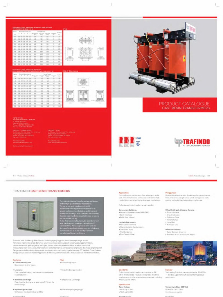 Trafoindo Catalogue Cast Resin Transformers | PDF