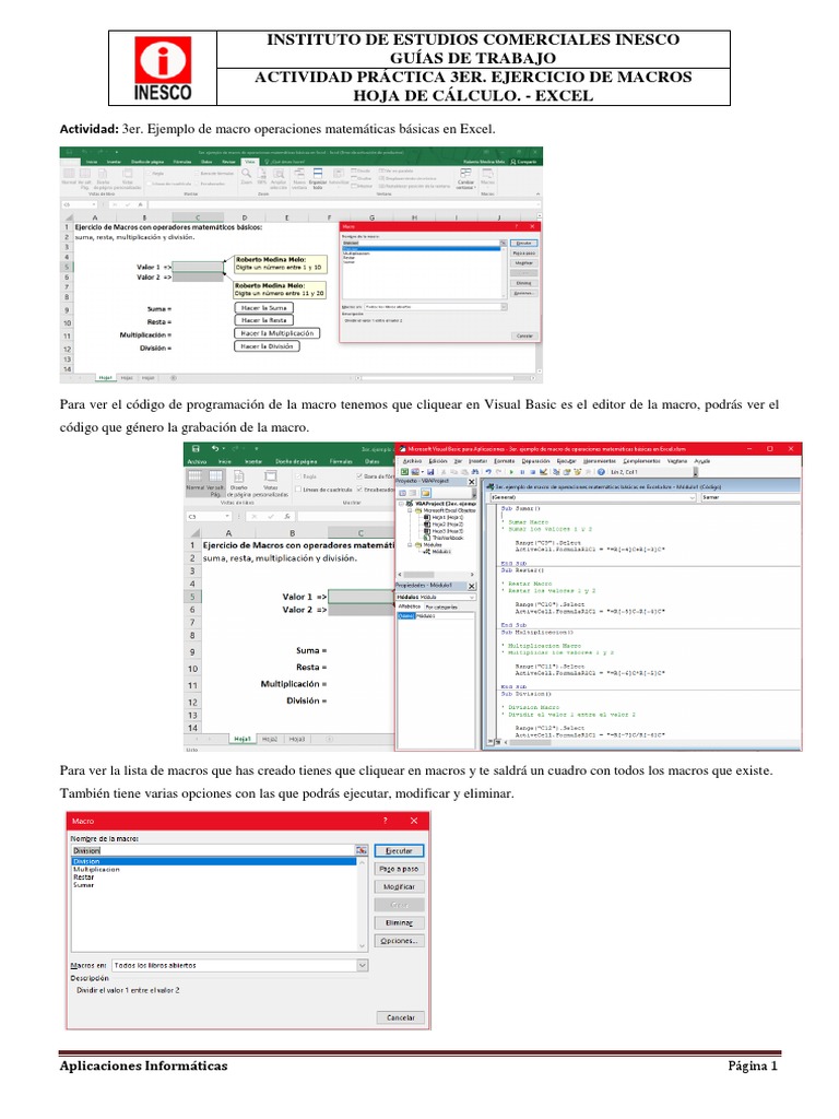Actividad de Macros 3er. Ejercicio en Excel | PDF | Arte