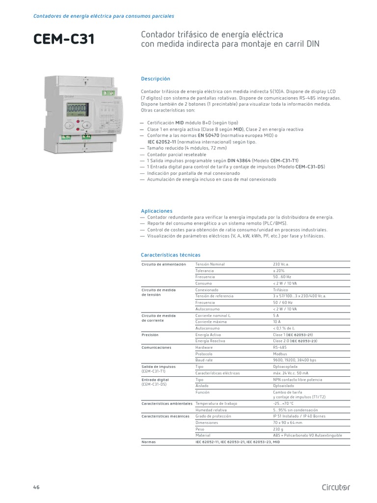 FT Cem-C31 Es | PDF | Vatio | Energia electrica