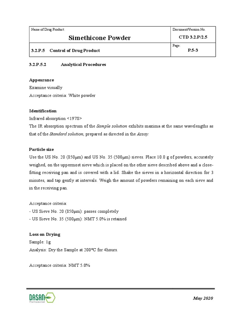 Simethicone Test Method | PDF | Nitric Acid | Acid
