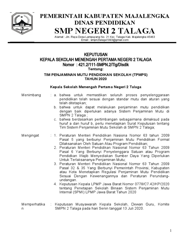 SK TPMPS 2020-2021 SMPN 2 TLG | PDF