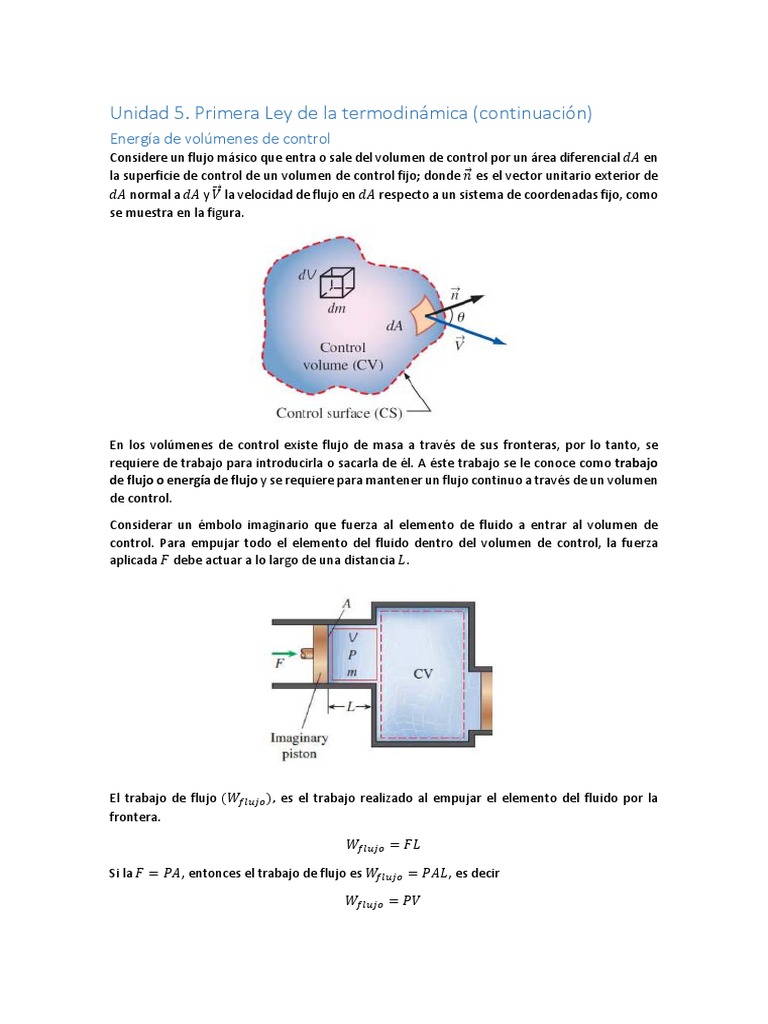 Unidad 5 Volumen de Control | PDF | Calor | Termodinámica