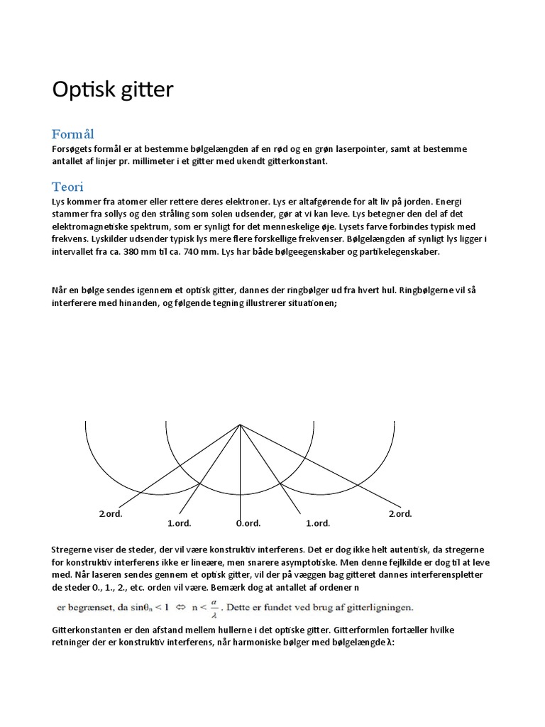 Forsøg Optisk Gitter | PDF