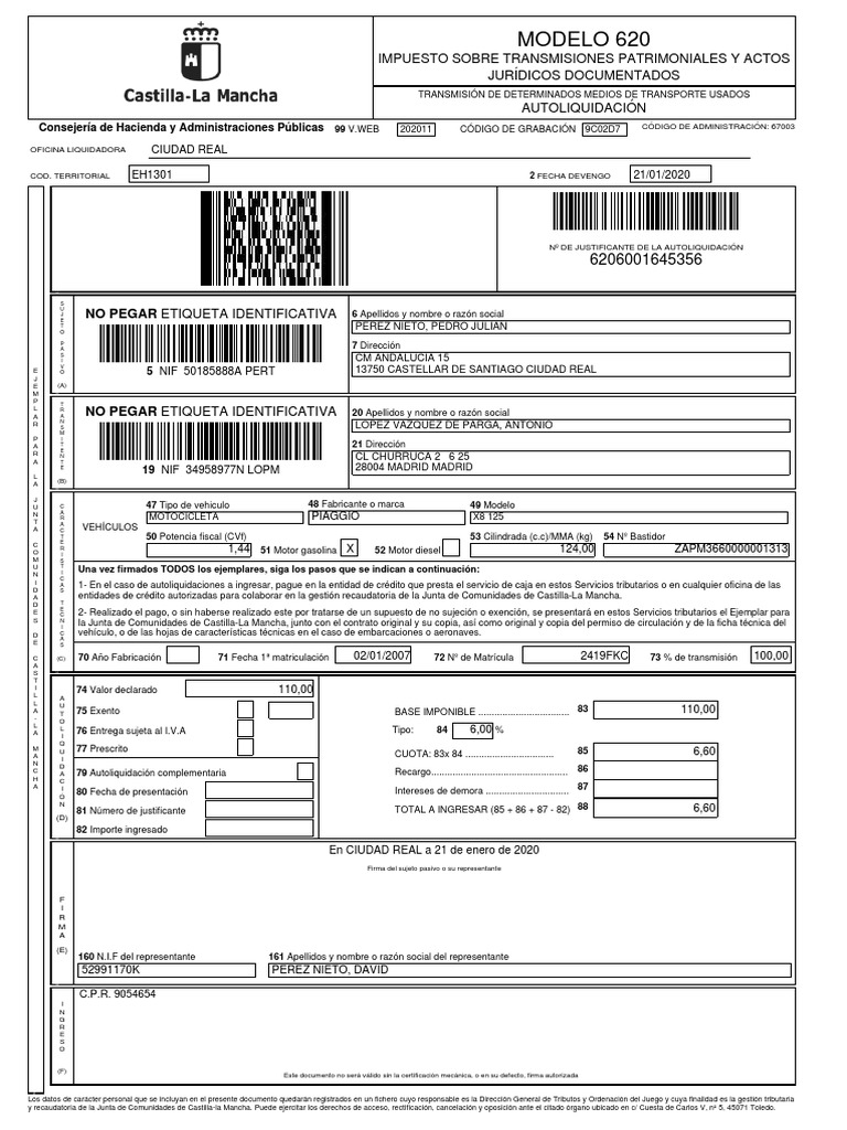 MODELO620X8 | PDF | Vehículos | Economias