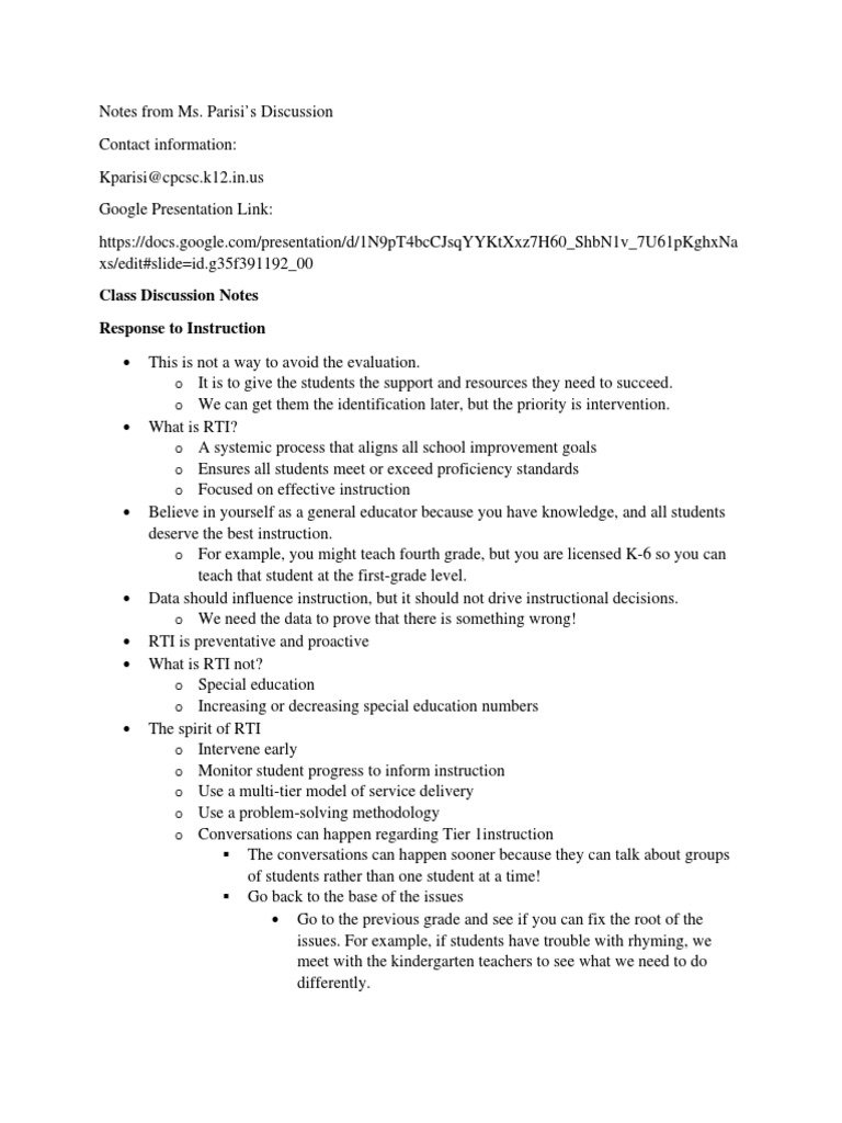 Ed 490 Ms Parisi Notes PDF | PDF | Individualized Education Program ...